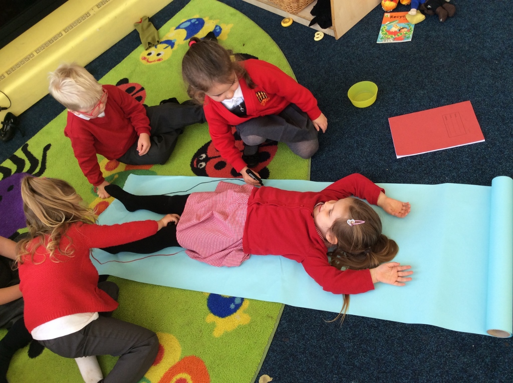 Exploring life size cut outs of each other | Fishergate Primary School
