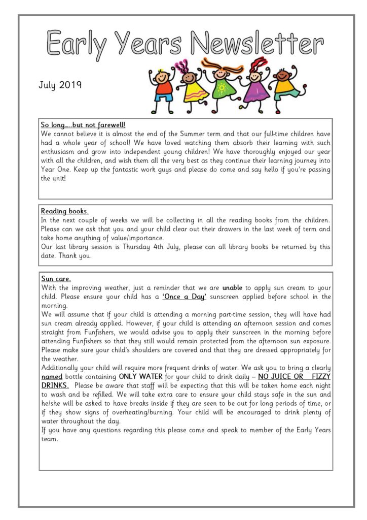 Early Years July Newsletter | Fishergate Primary School