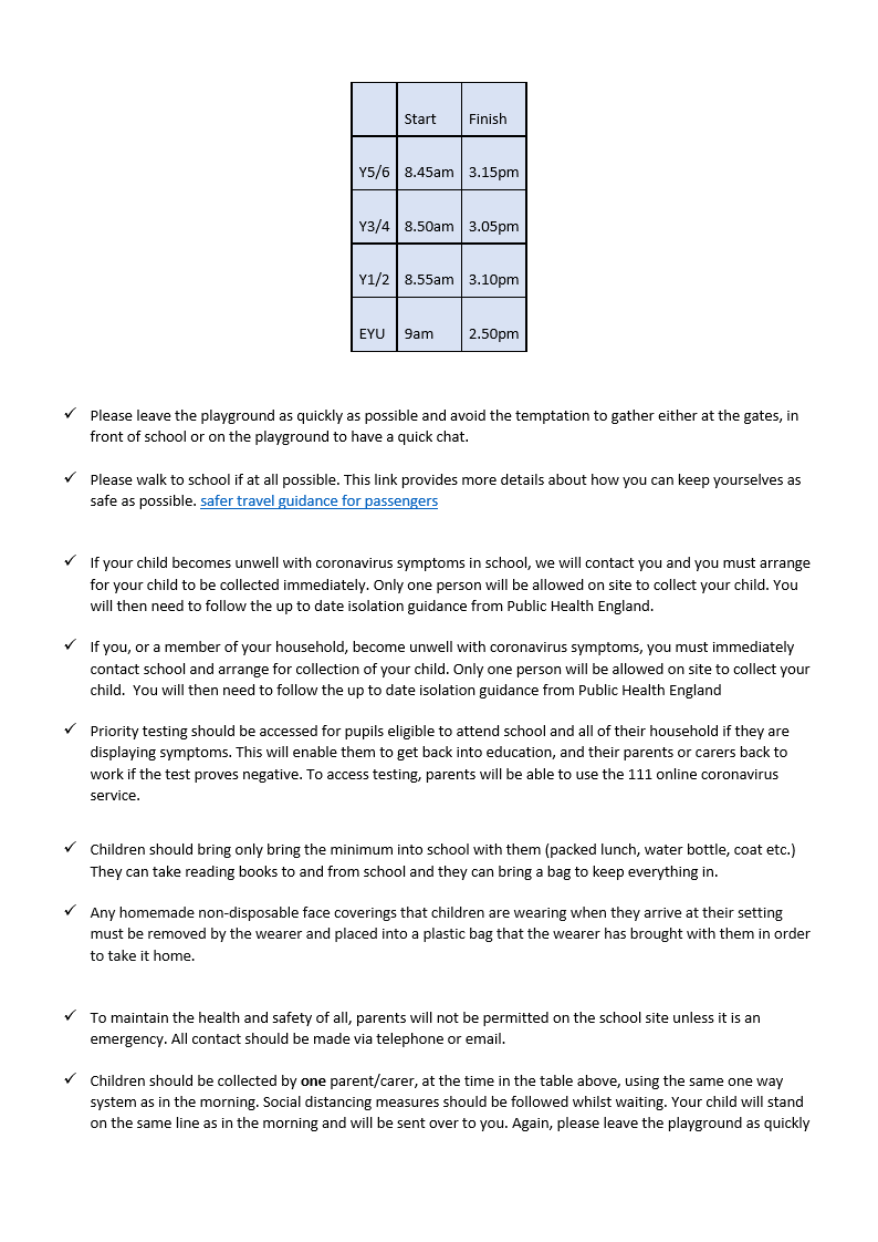 September Return Letter | Fishergate Primary School